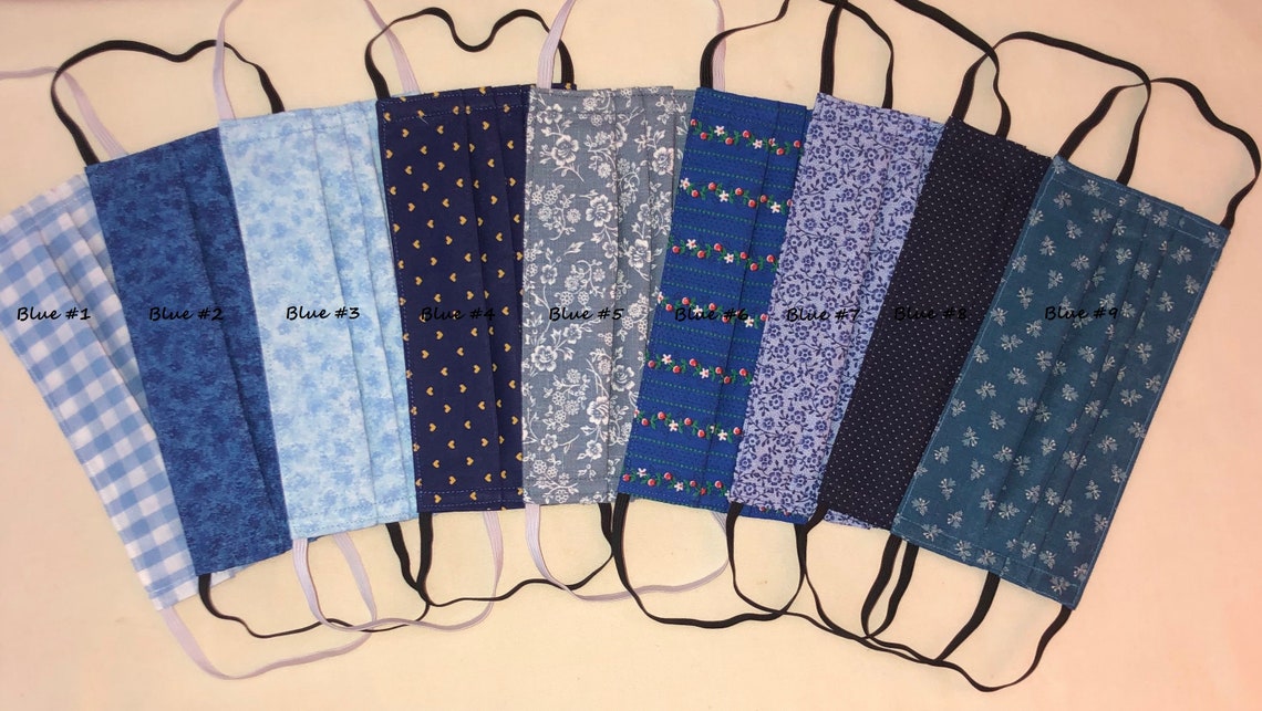 Blue Face Mask With Filter Pocket Aluminum Nose Strip and - Etsy