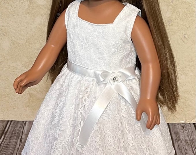 18in White Lace First Communion Doll Dress Handmade for American Dolls ...