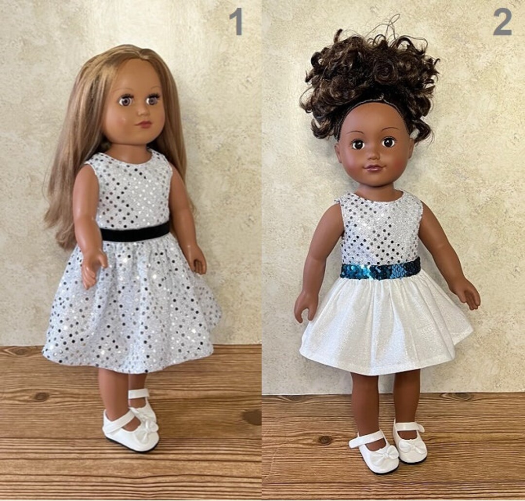 Sparkly Silver Sequin or White Glitter, Silver, Teal Sequin Party Doll ...