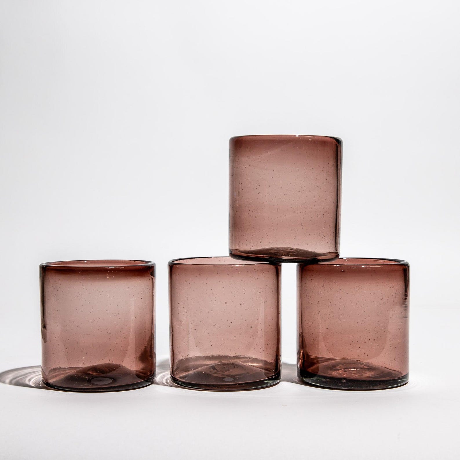 Handblown Glass Cups Set of 4 | Recycled Mexican Drinking Glasses ...