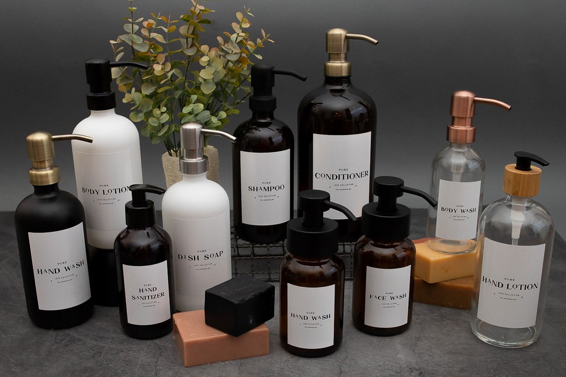 Glass Bottle Custom Label Amber Clear Black White - Etsy