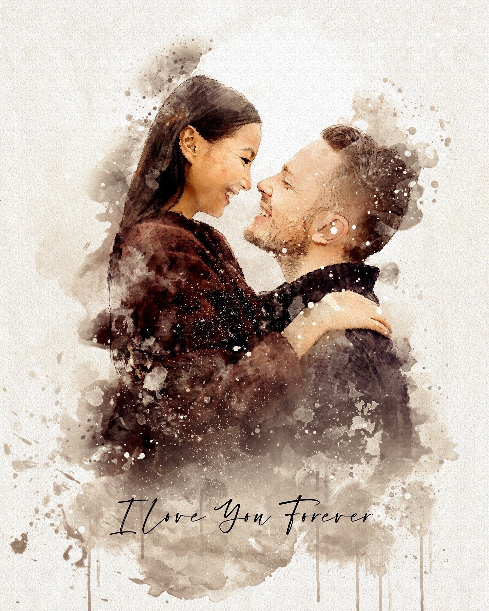 Custom Couple Portrait From Photo, Watercolor Loved One Portrait From ...