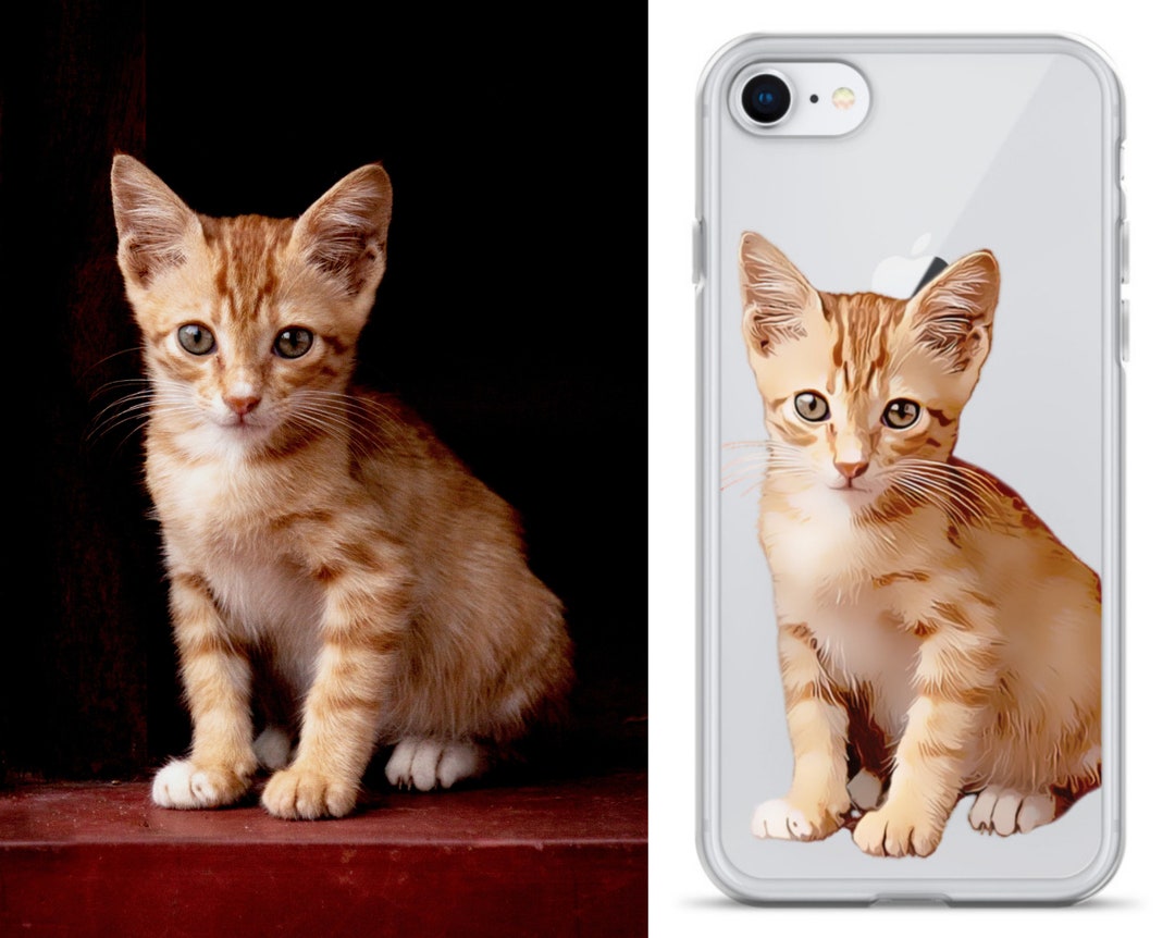 Cat Illustrated Custom Phone Case Pet Portrait, Pet Remembrance Gift ...