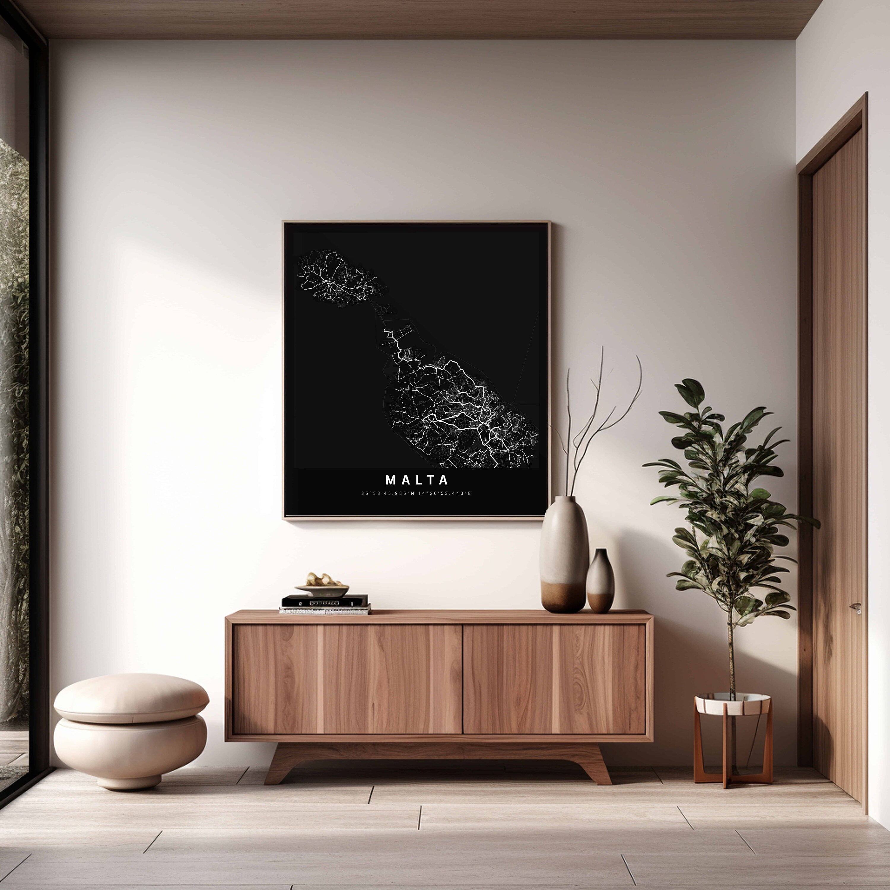 Malta Minimalist Map Poster Modern Malta Printable Black and White Map ...