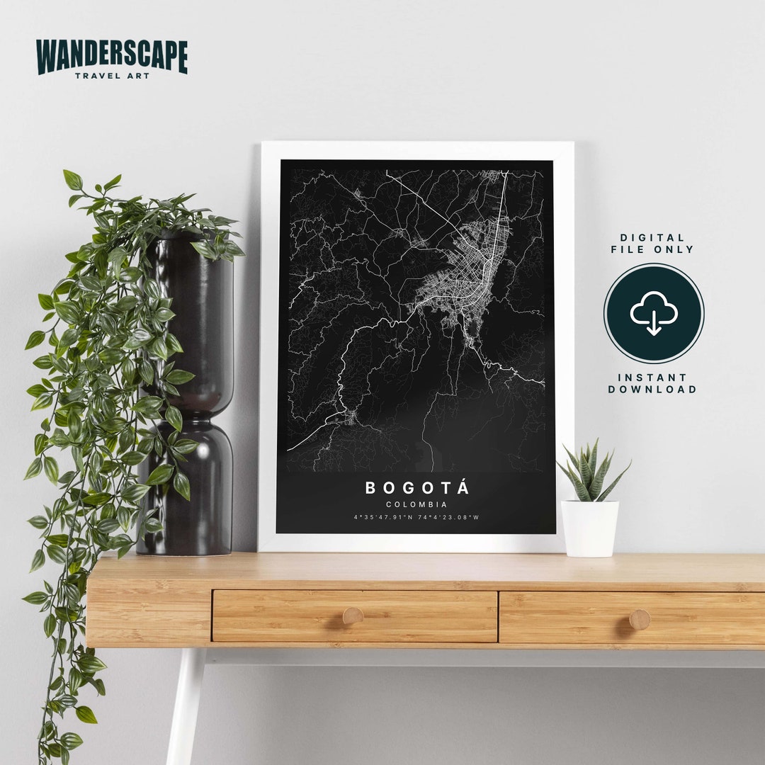 Bogota Colombia Minimalist Map Poster Modern Printable Black and White ...