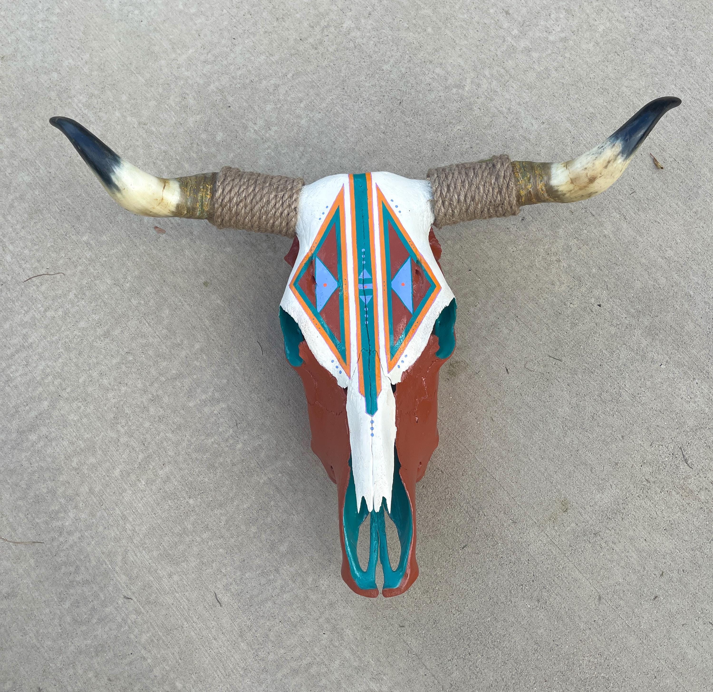 HAND PAINTED BULL Skull - Etsy