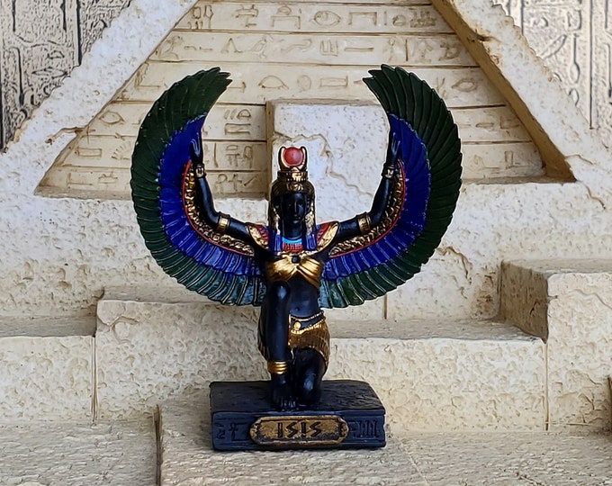Vintage Isis Mini Statue Small Hand-painted Ancient Egyptian Goddess ...