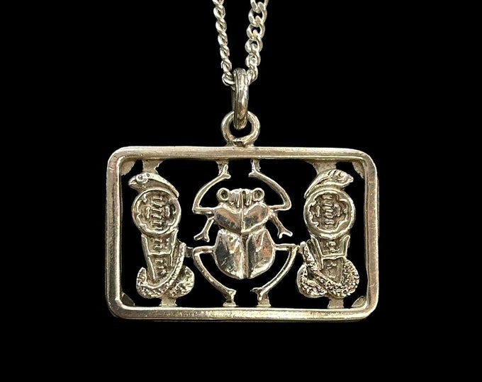 Vintage Large Egyptian Silver Pergament Pendant,egyptian Sterling ...