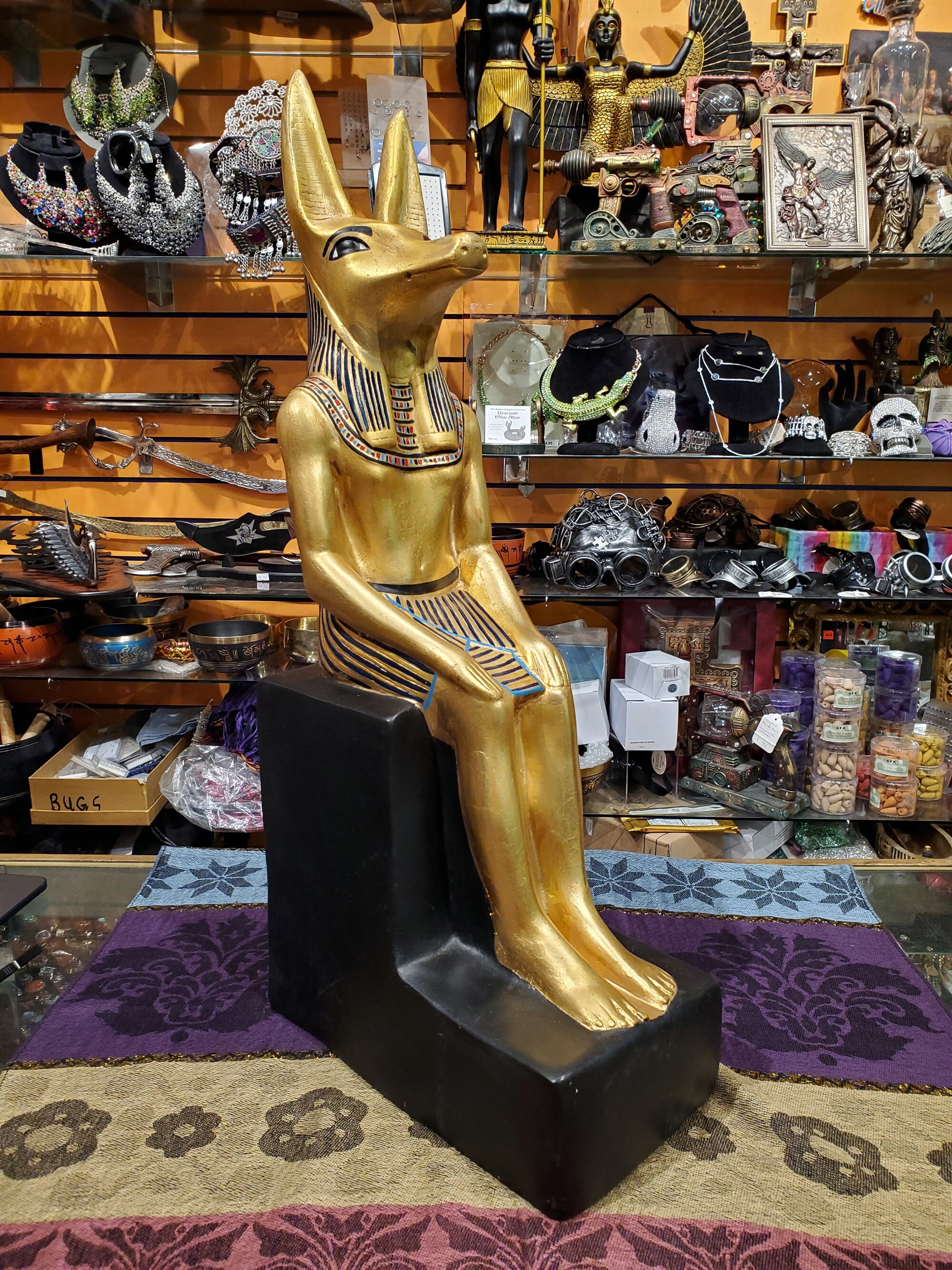 Vintage Gold Anubis Statue Made in Egypt Very Large - Etsy