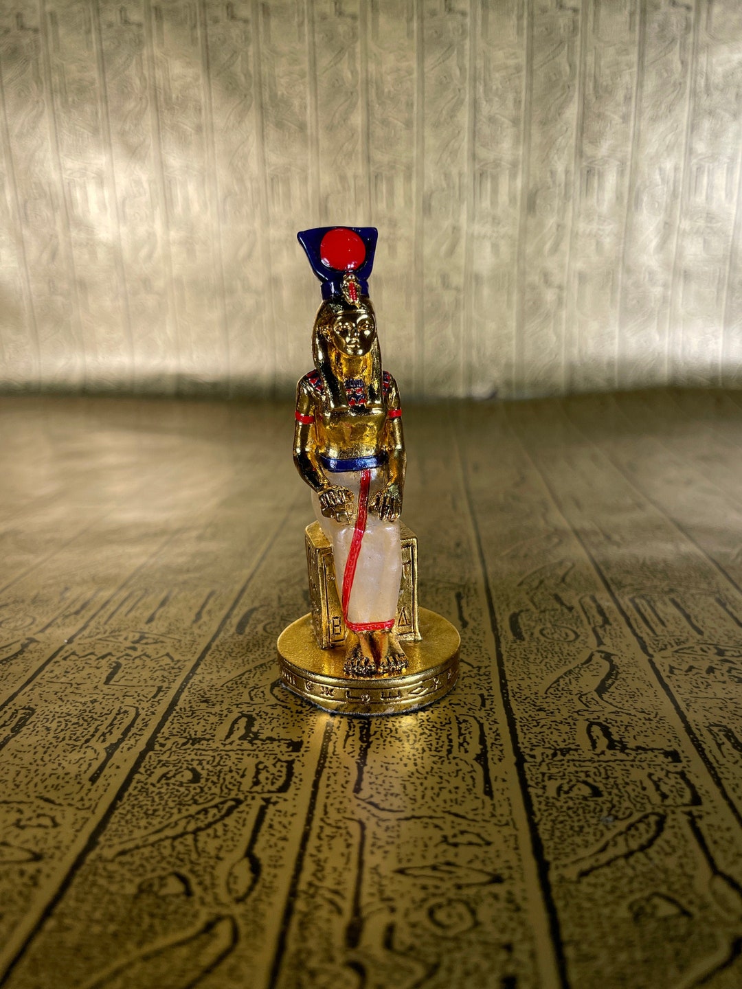 Vintage Gold Isis Mini Statue - Egyptian Goddess Aset - Solid Pewter ...