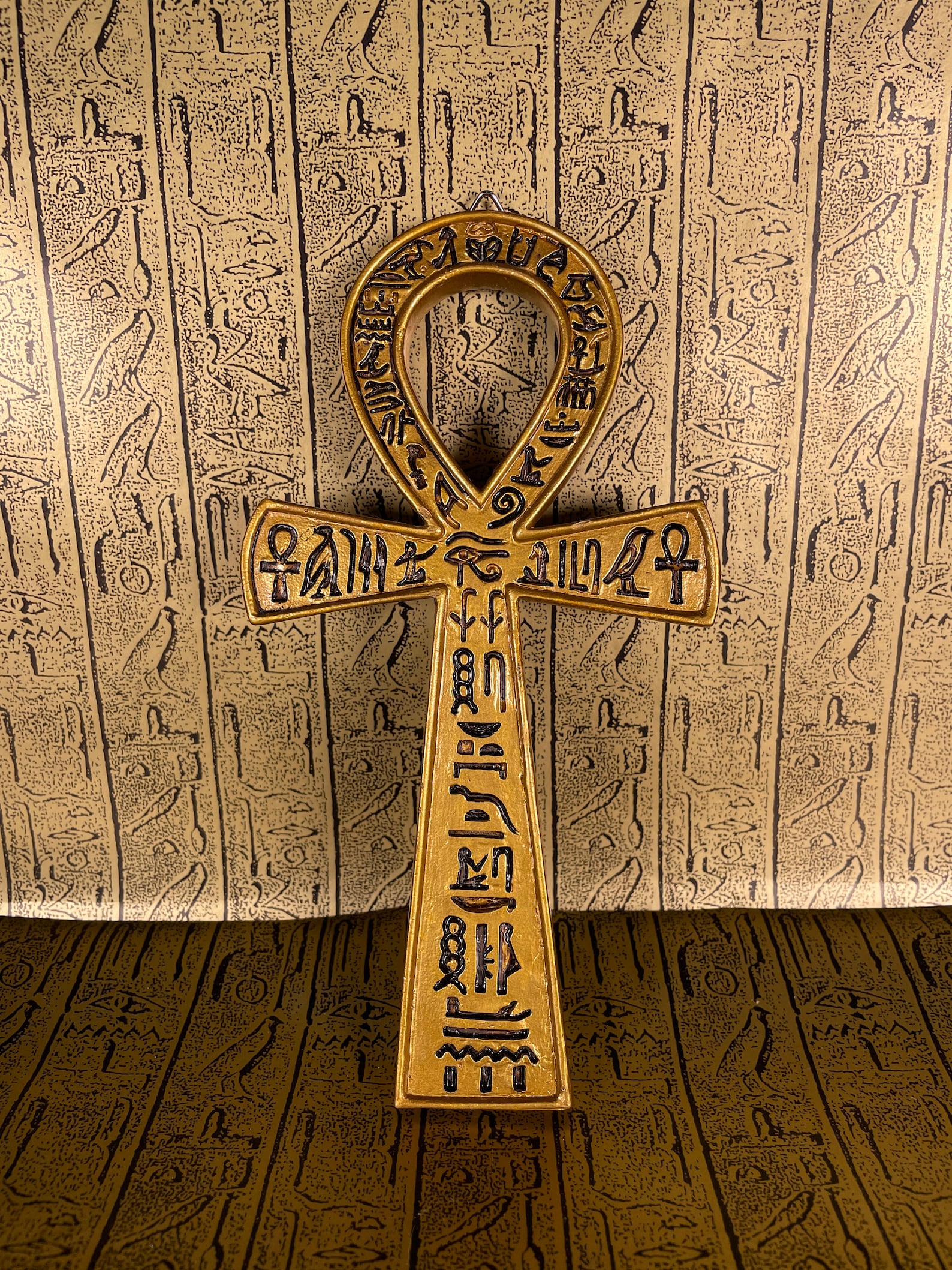 Vintage Wall Ankh - Hand-painted Ancient Egyptian Key of Life Wall ...