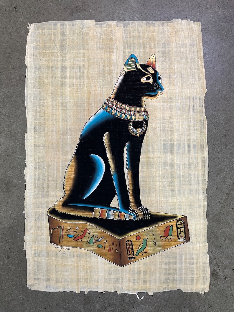 Egyptian Goddess Bastet Papyrus - Cat Goddess Bast - Made in Egypt ...
