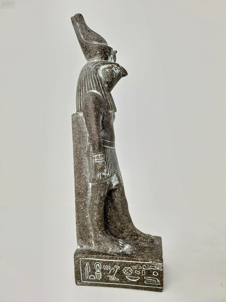 Large Hand-carved Green Granite Horus Statue - Made in Egypt - Green ...