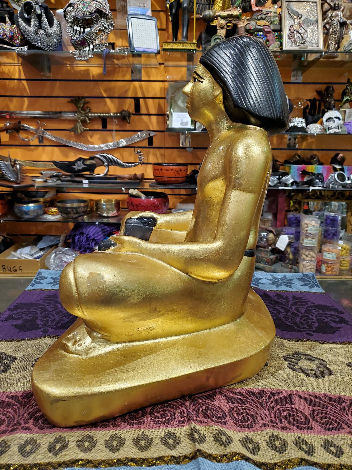 Vintage Gold Scribe Statue Made in Egypt Very Large - Etsy