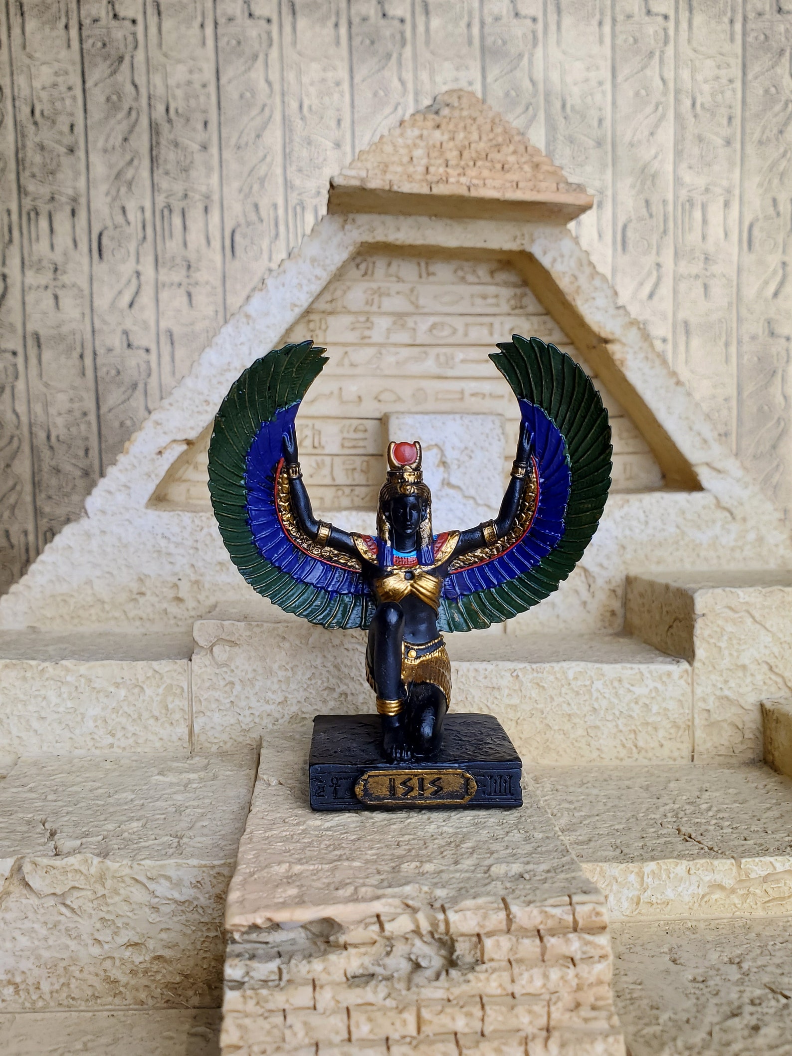 Vintage Isis Mini Statue Small Hand-painted Ancient Egyptian Goddess ...
