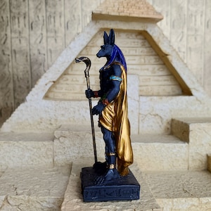 Vintage Anubis Mini Statue - Small Hand-painted Ancient Egyptian Jackal ...