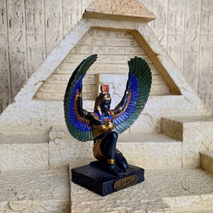 Vintage Isis Mini Statue - Small Hand-painted Ancient Egyptian Goddess ...