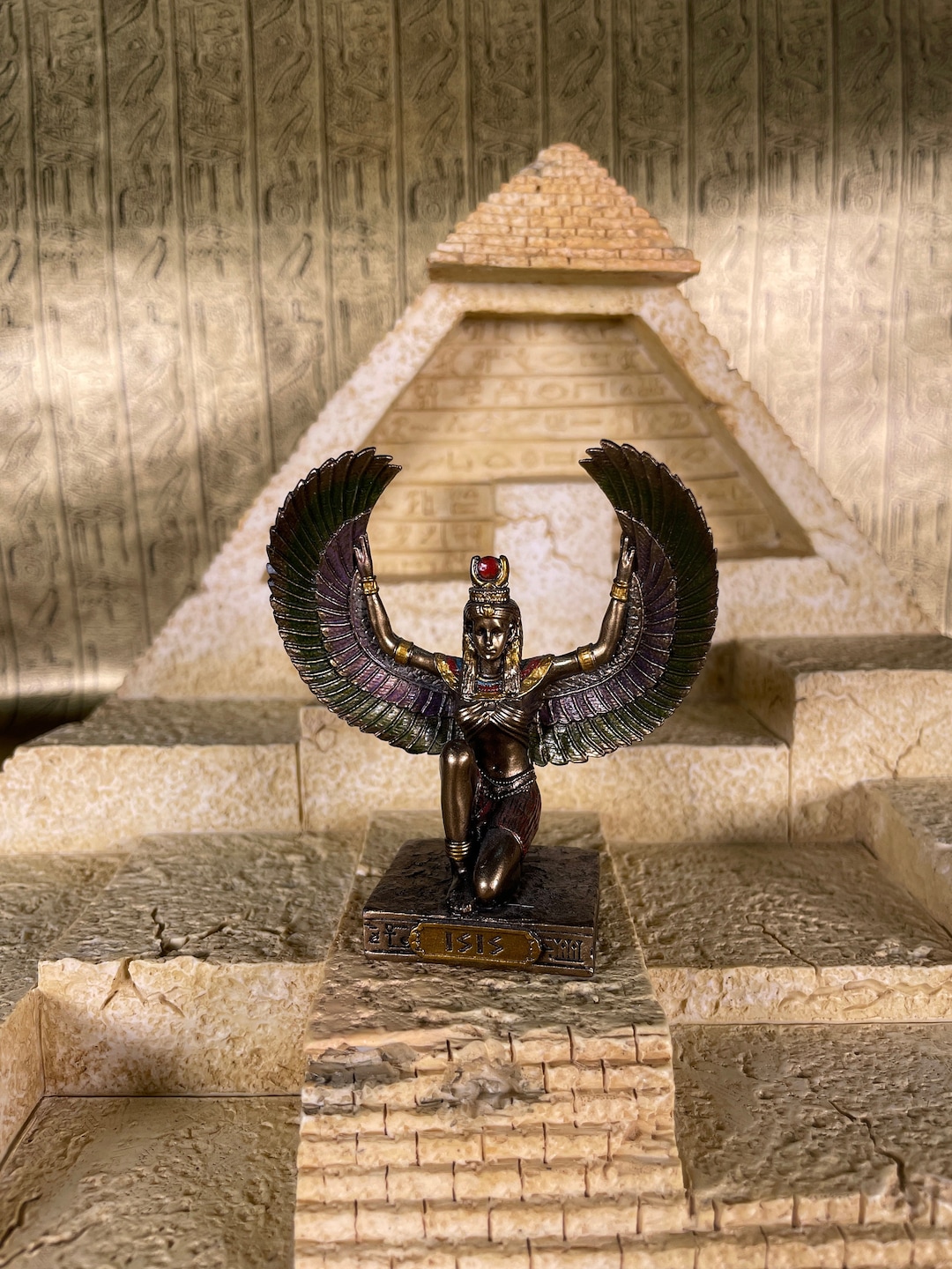 Vintage Isis Mini Statue - Small Hand-painted Ancient Egyptian Goddess ...