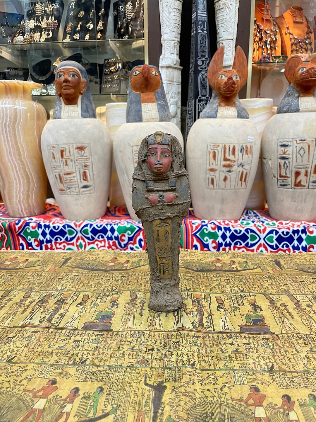 Vintage Egyptian Ushabti Stone Statue Honouring Knonsu - Made in Egypt ...