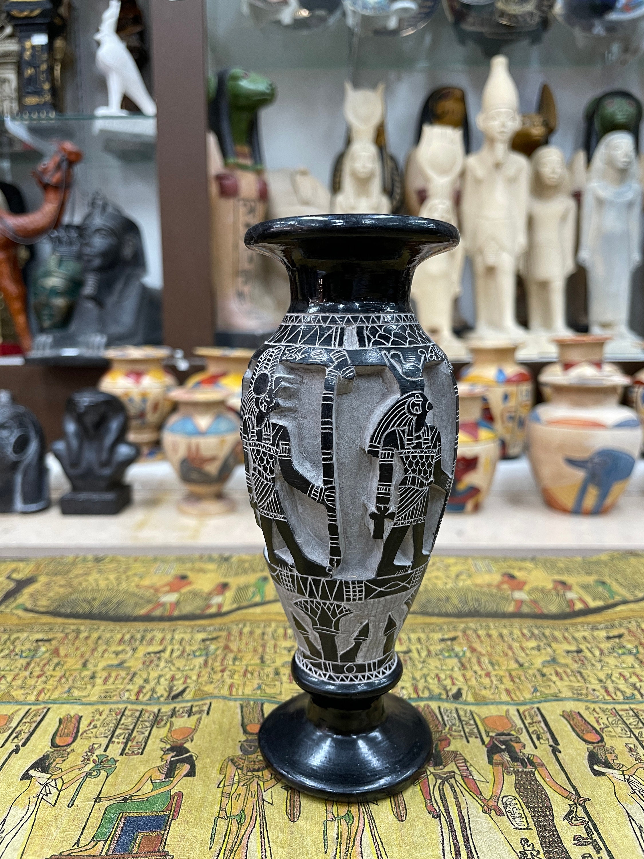 Basalt Vase Hand-carved Made in Egypt Heavy Solid Basalt - Etsy