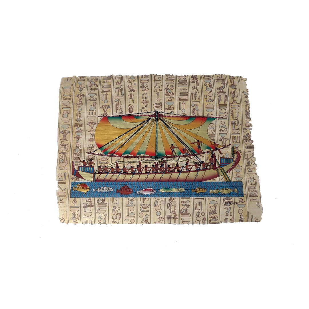 Papyrus Boat Being Paddled on the Sacred River Rile - 30x40cm - Etsy