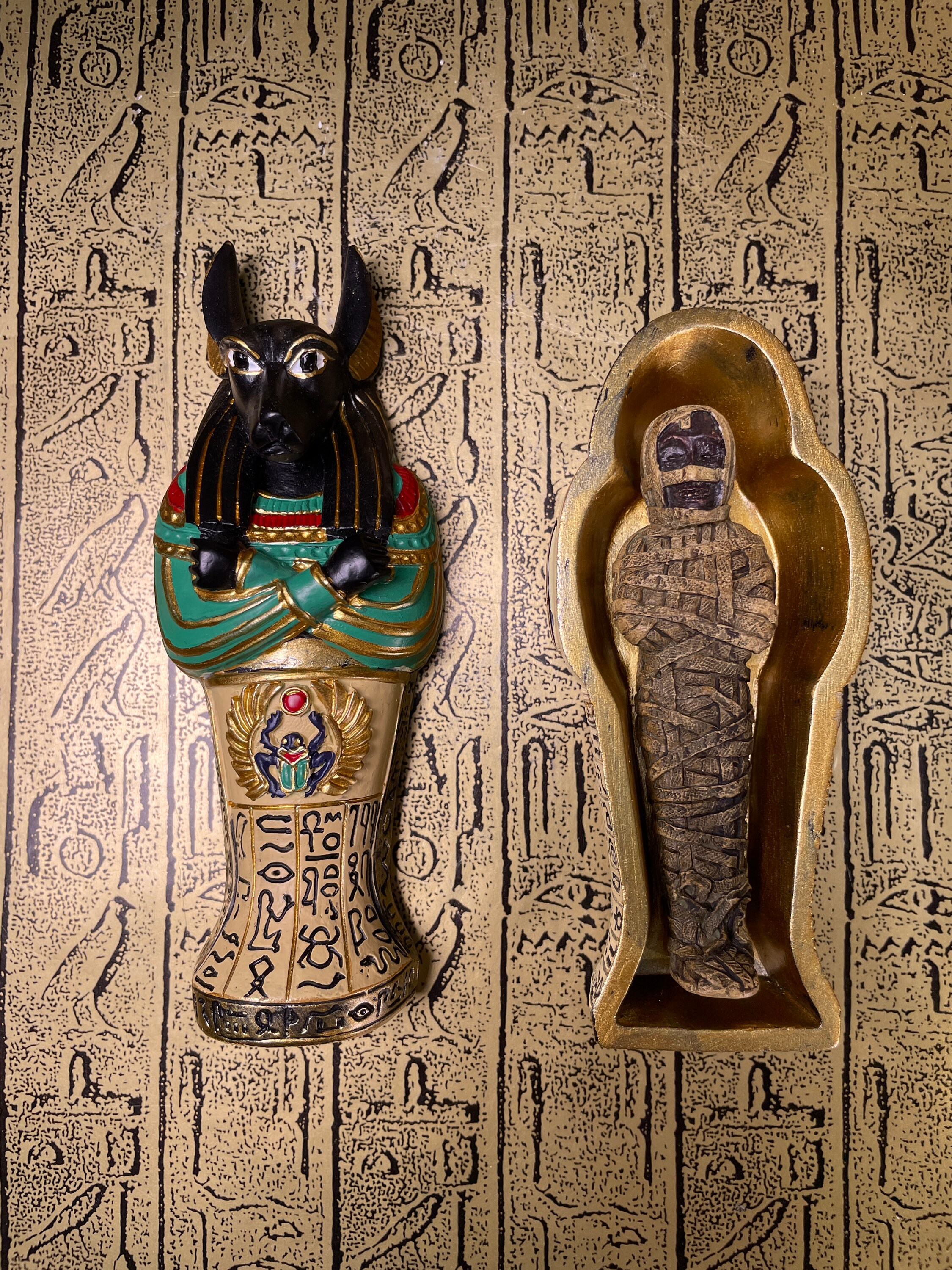 Vintage Anubis Sarcophagus With Mummy Box - Ancient Egyptian God Anubis ...