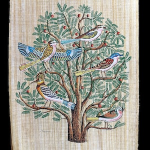 Tree of Life Papyrus - Ancient Egyptian Tree of Life With Birds ...