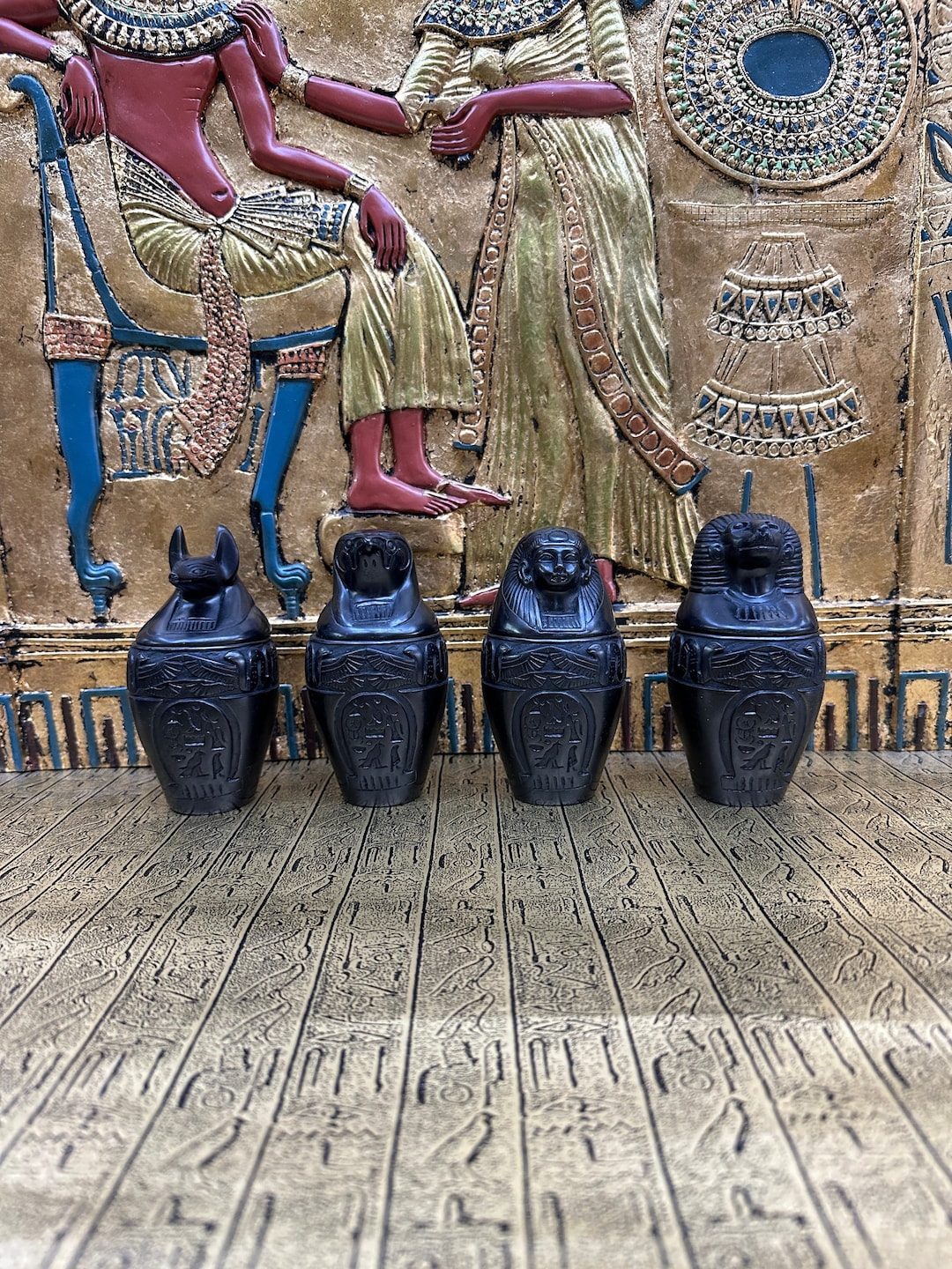 Egyptian Canopic Jars SET OF 4 - Imset, Hapi, Qebehsenuef & Duamutef ...