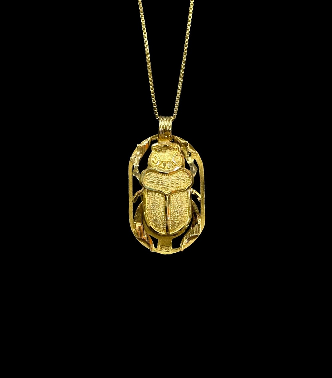 18k Gold Scarab Pendant - Made in Egypt - Ancient Egyptian Style - 18k ...