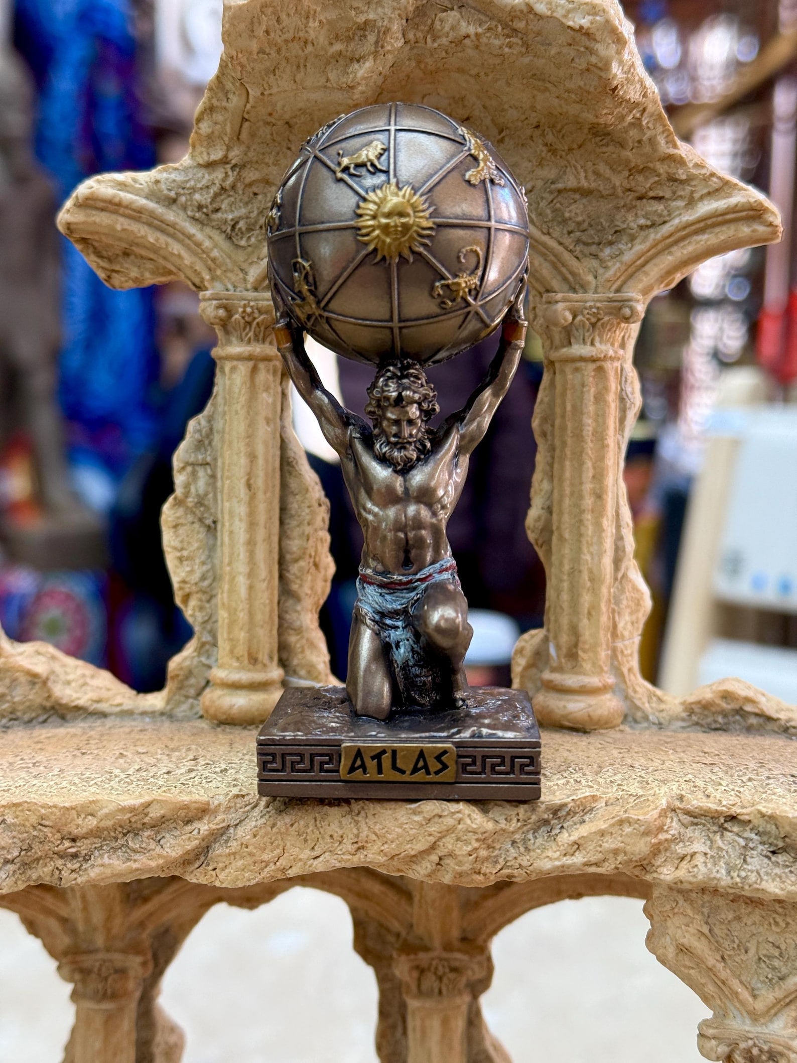 Vintage Atlas Mini Statue - Small Hand-painted Ancient Greek Titan ...