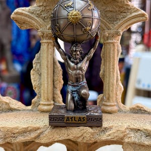 Vintage Atlas Mini Statue - Small Hand-painted Ancient Greek Titan ...