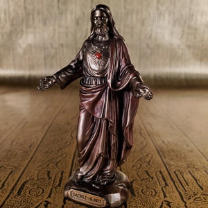 Vintage Sacred Heart of Jesus Mini Statue - Small Hand-crafted ...