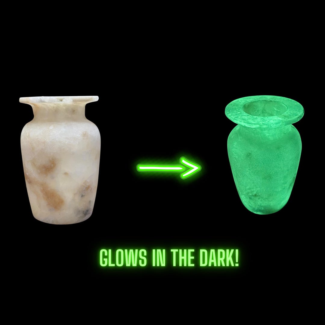 Egyptian Alabaster Vase - Glow in the Dark - Hand-carved in Egypt ...