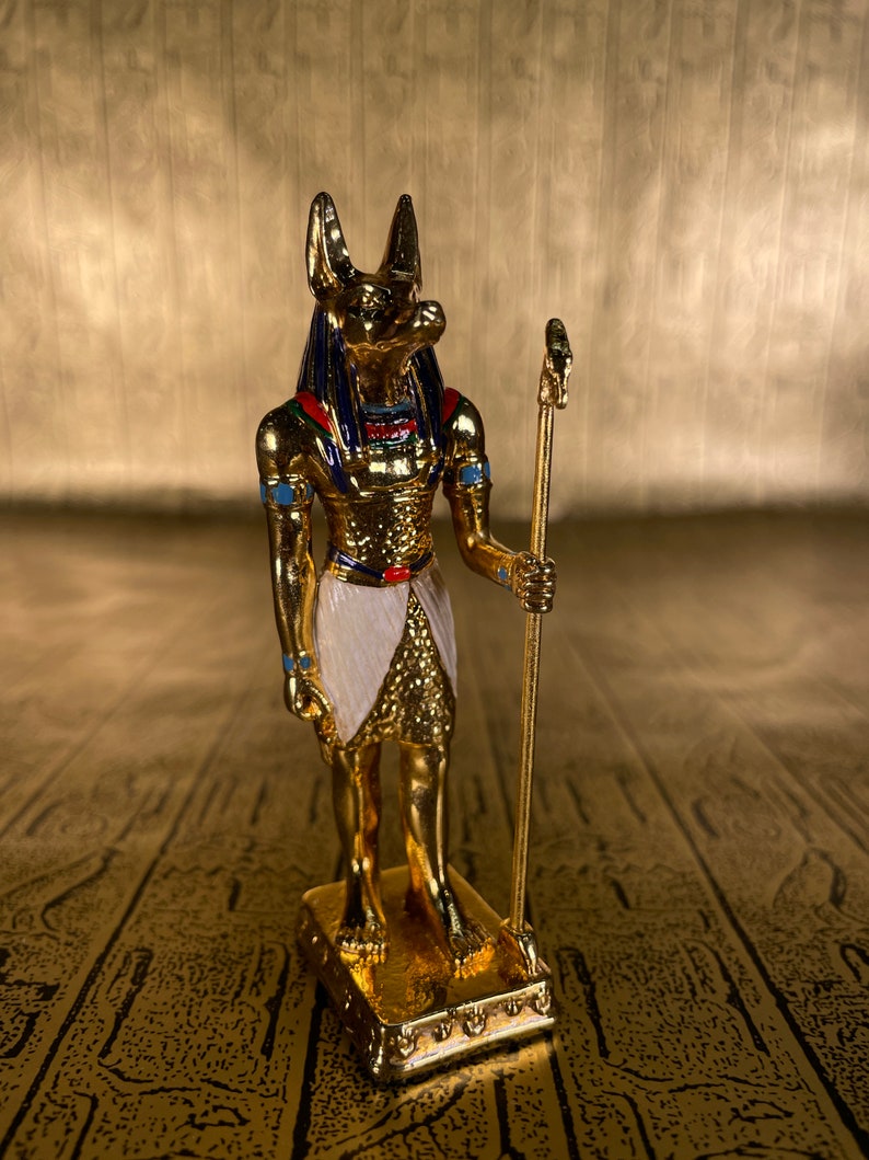 Vintage Gold Anubis Mini Statue Egyptian God Anpu Solid - Etsy