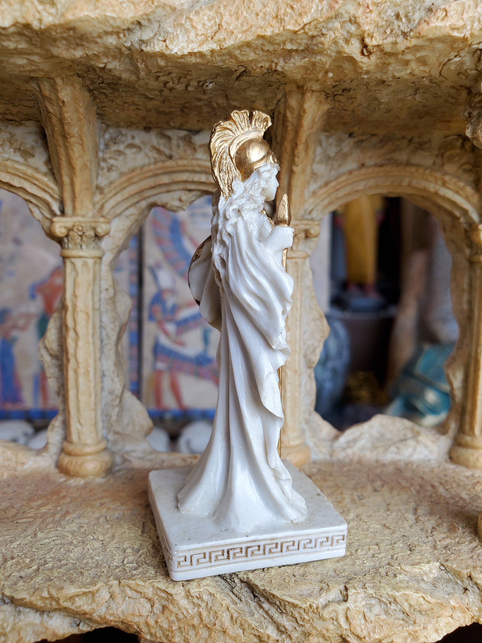 Vintage Athena Mini Statue Small Hand-painted Ancient Greek - Etsy