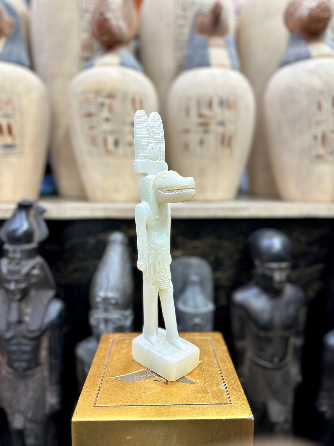 Sobek Statue - Handmade Statue From Egypt - Ancient Egyptian Crocodile ...