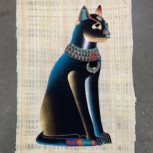 Egyptian Goddess Bastet Papyrus - Cat Goddess Bast - Made in Egypt ...