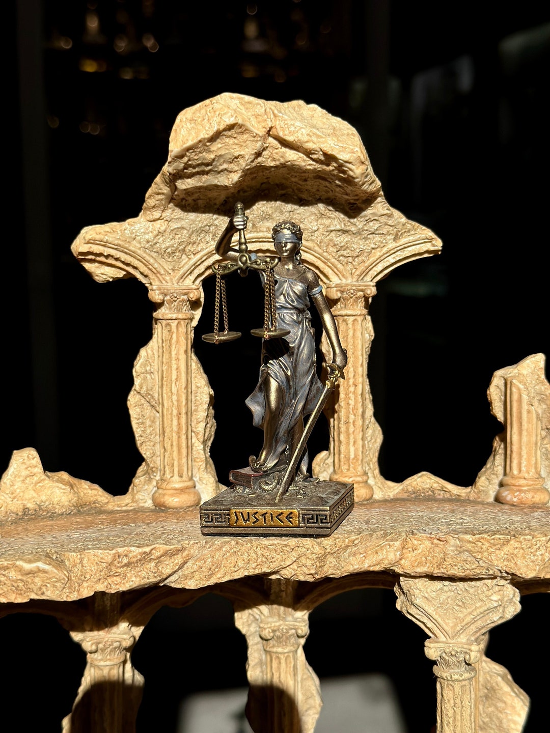 Vintage Lady Justice Mini Statue - Small Hand-painted Ancient Greek ...