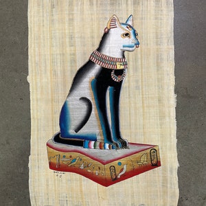Egyptian Goddess Bastet Papyrus - Cat Goddess Bast - Made in Egypt ...