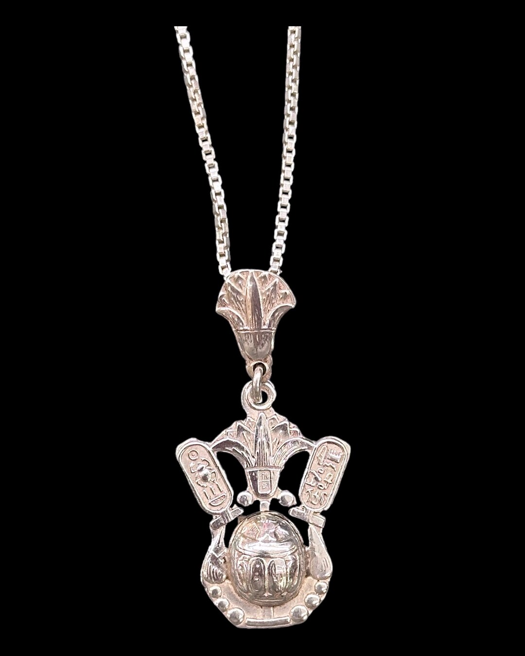 Scarab With Egyptian Lotus Pendant - Sterling Silver - Made in Egypt ...