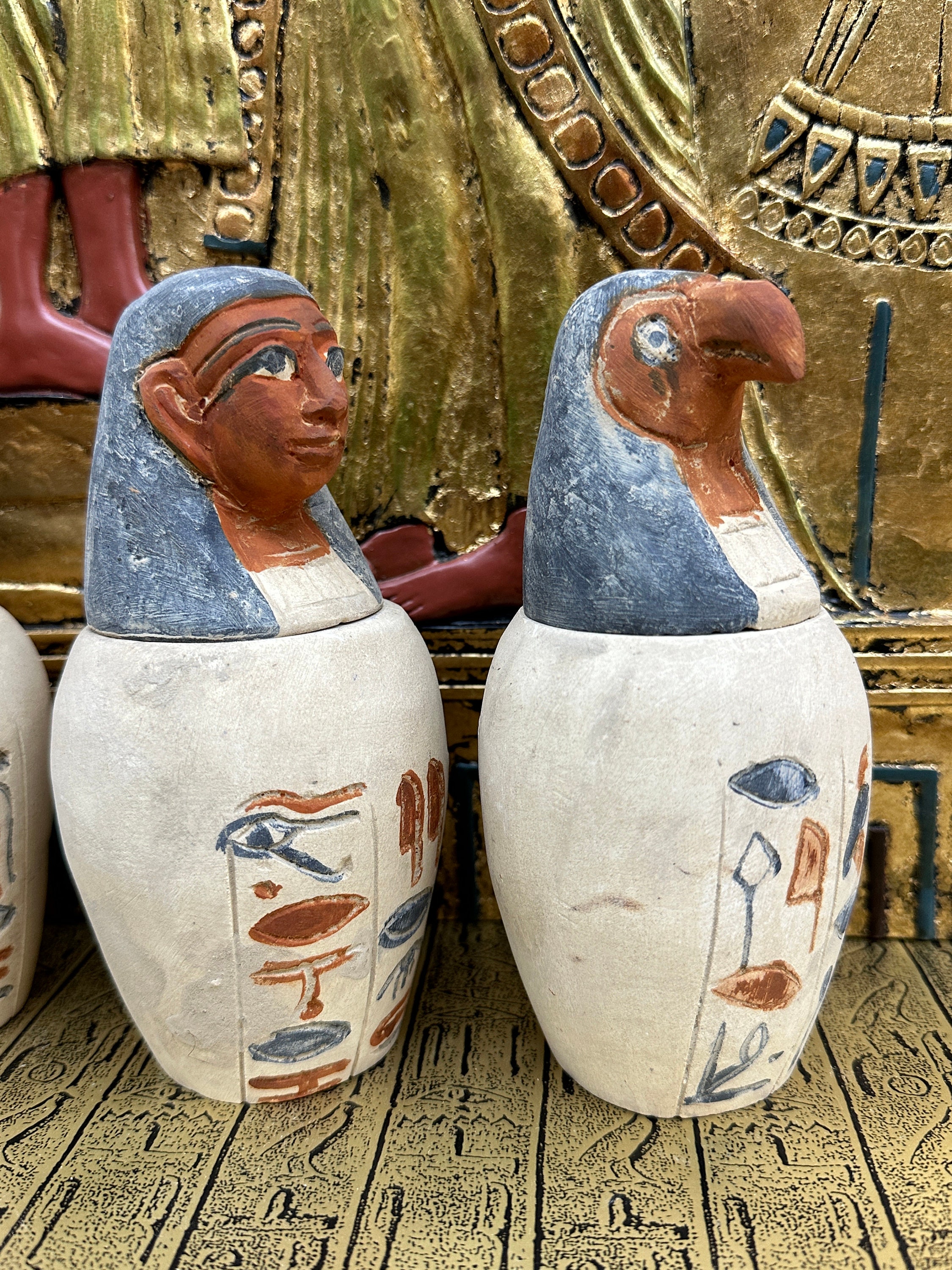 Egyptian Canopic Jars SET OF 4 Imset Hapi Qebehsenuef & - Etsy