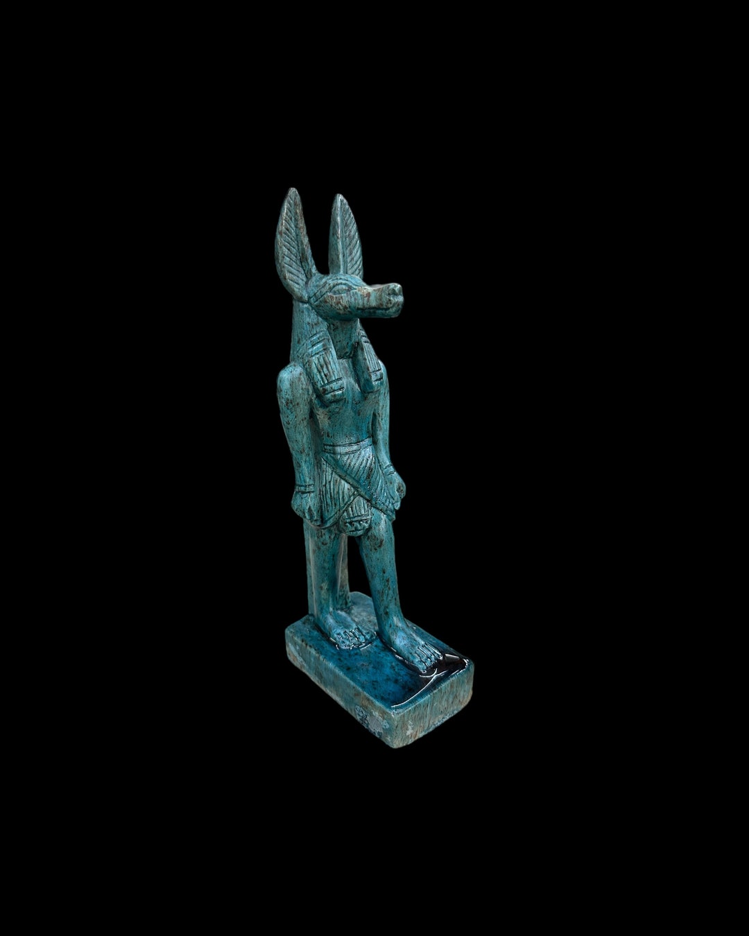 Anubis Statue - Ancient Egyptian God Anpu - Egyptian Blue Faience ...
