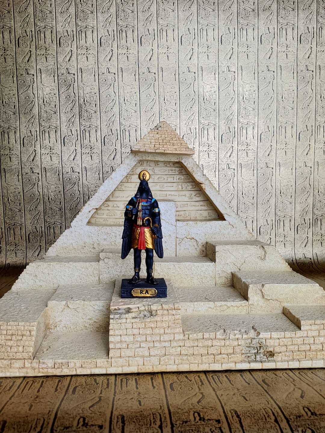 Vintage Ra Mini Statue - Small Hand-painted Ancient Egyptian God Ra ...