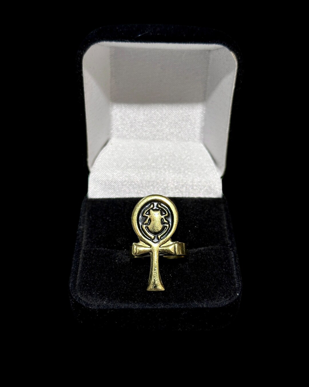 Egyptian Brass Ankh With Scarab Adjustable Ring - Handmade in Egypt ...
