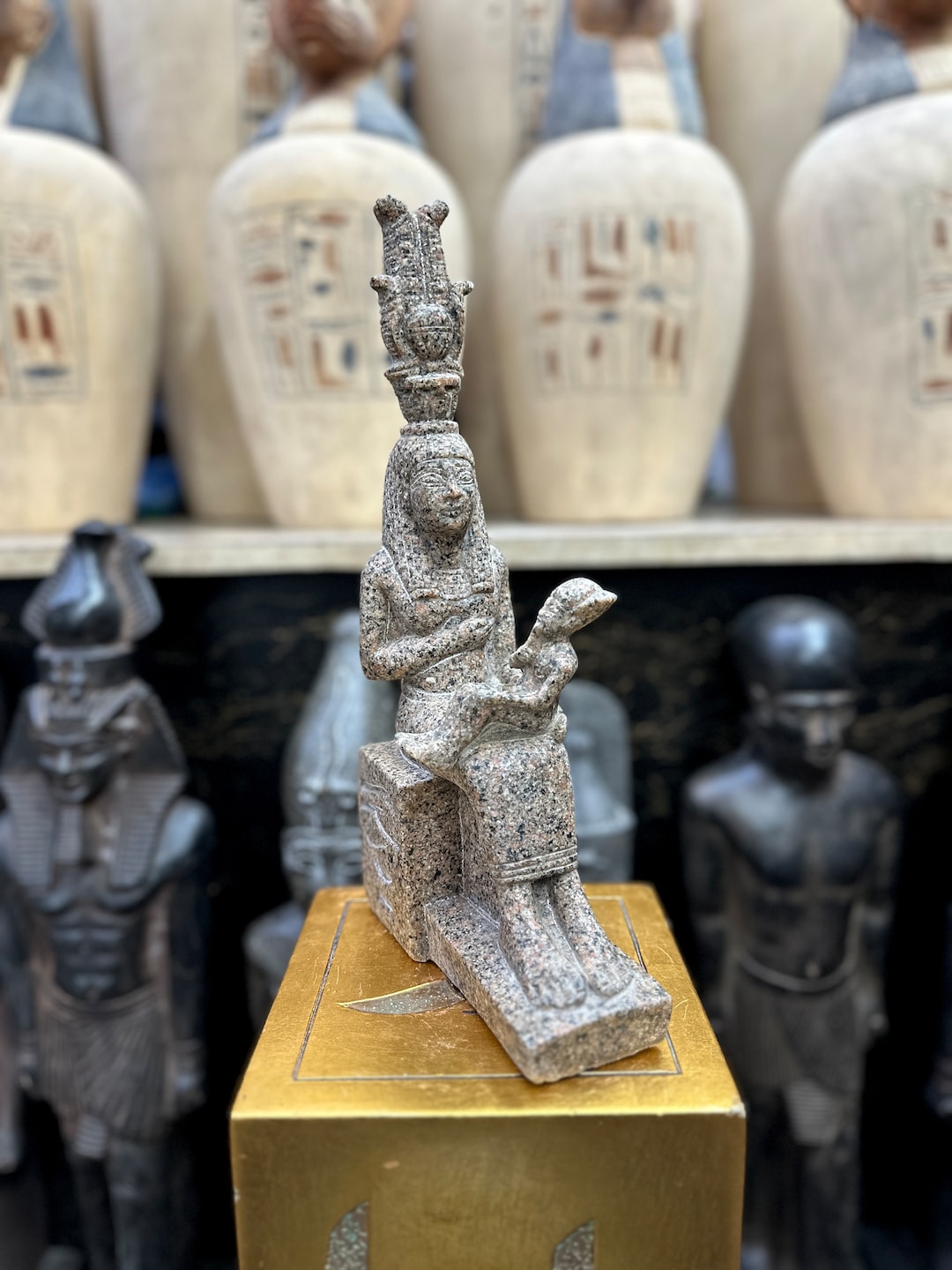 Isis Nursing Horus Statue - Ancient Egyptian Goddess Isis Altar Statue ...