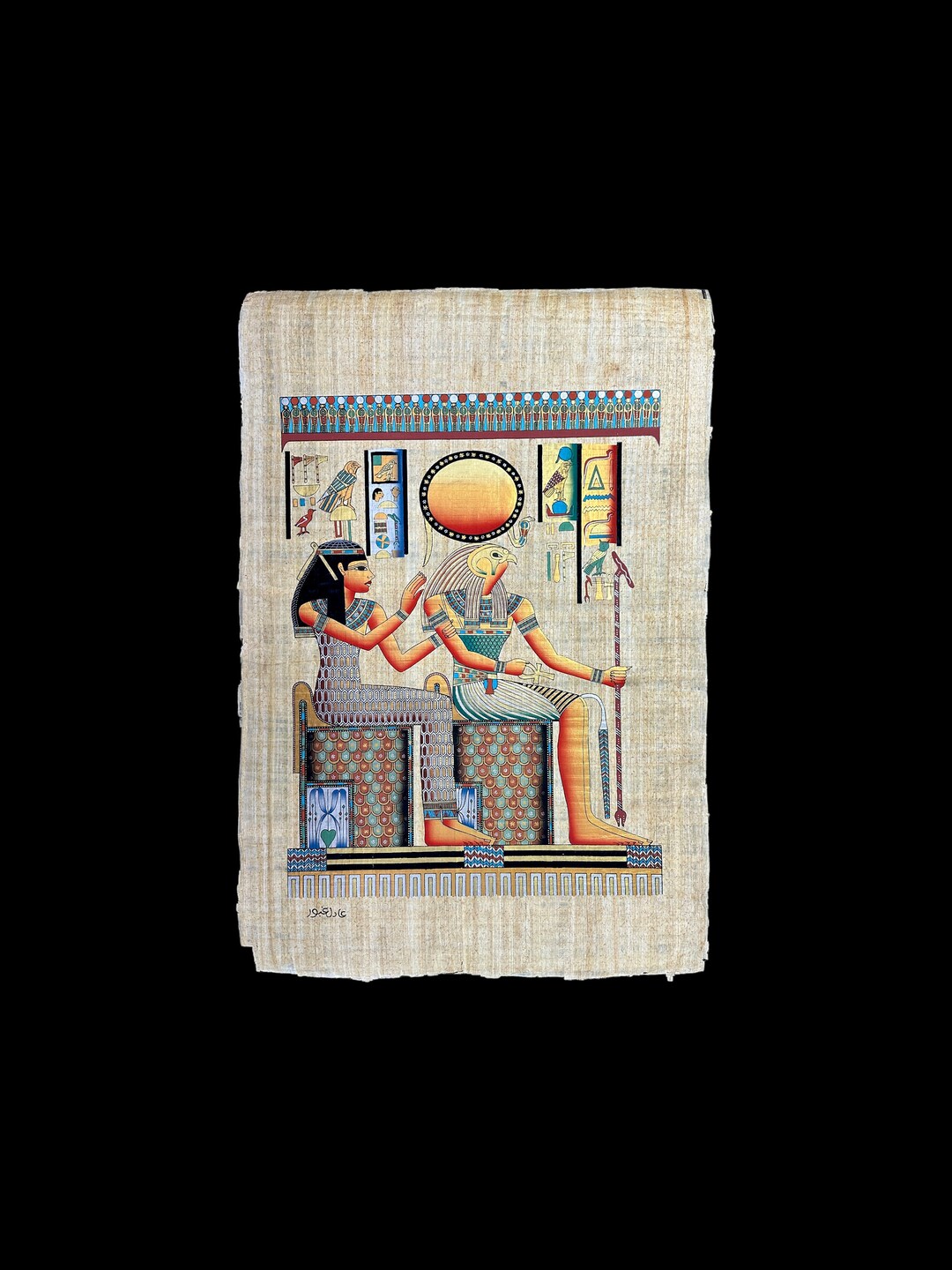 Ra Harakhti & Cleopatra Papyrus - Ancient Egyptian Altar Scene - Made ...
