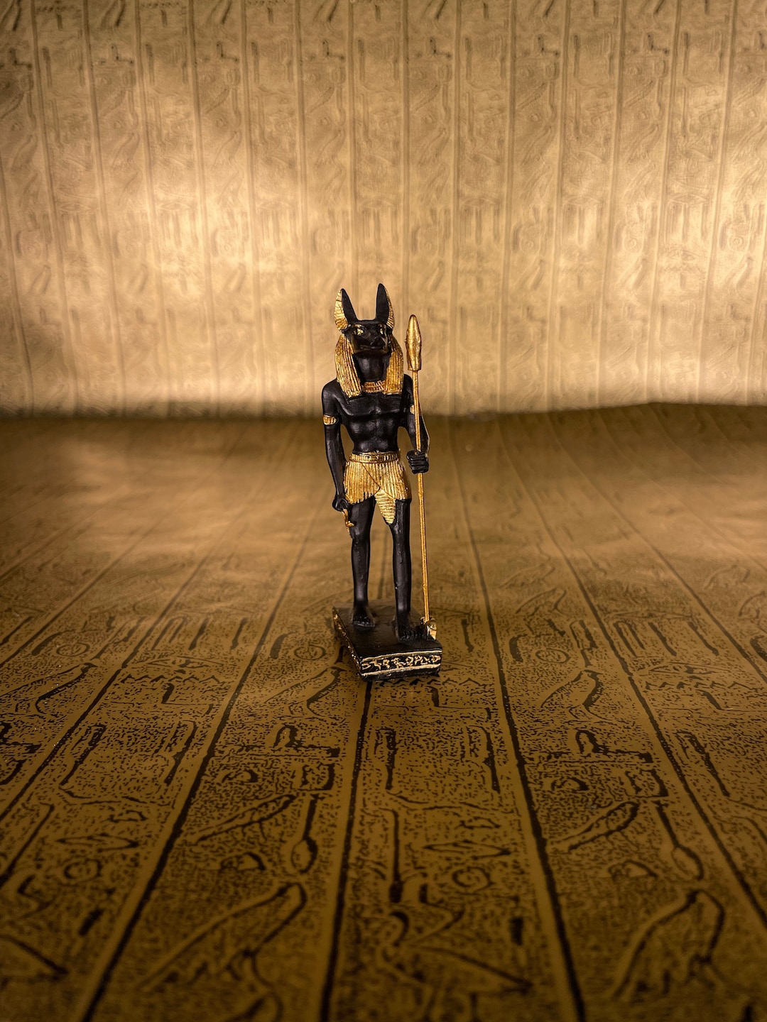 Vintage Anubis Standing Mini Statue - Hand-painted Egyptian God Anubis ...