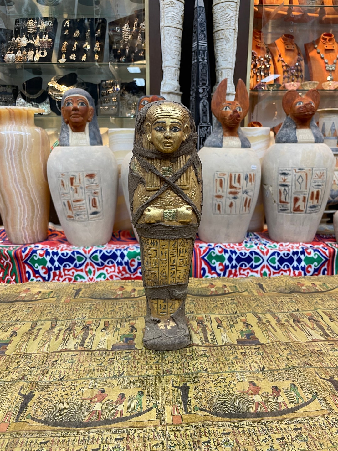 Vintage Egyptian Ushabti Stone Statue - Made in Egypt - Small Hand ...