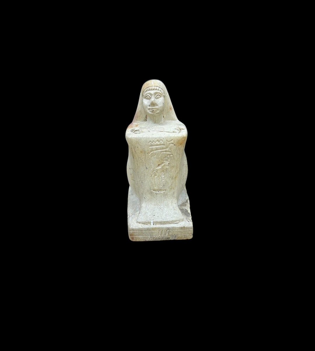 Egyptian Kneeling Magic Scribe Statue - Ancient Egyptian Block Statue ...