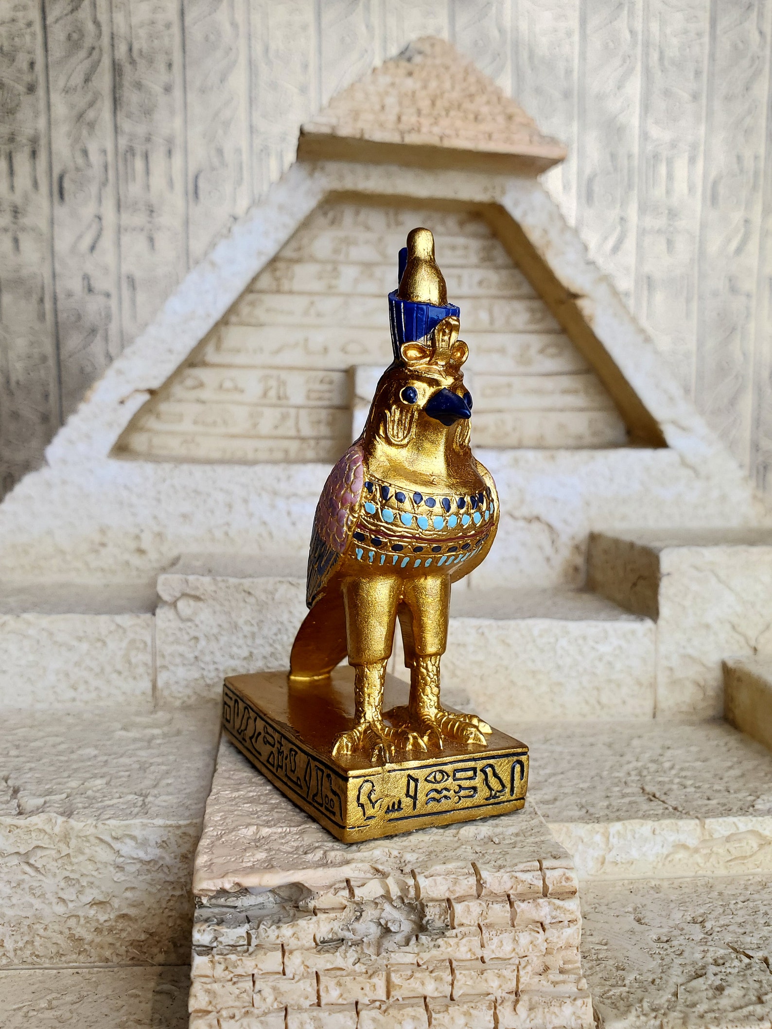 Vintage Golden Horus Mini Statue Ancient Egyptian God Horus With ...